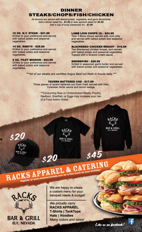 Racks Bar & Grill - best food in Ely Nevada - Racks Bar Nevada