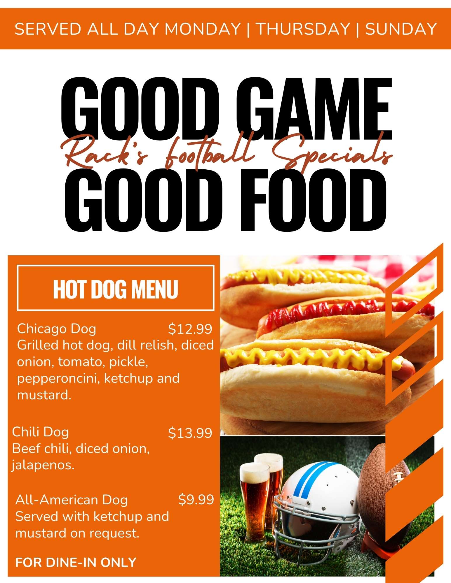 Football Specials at Racks - Racks Bar Nevada